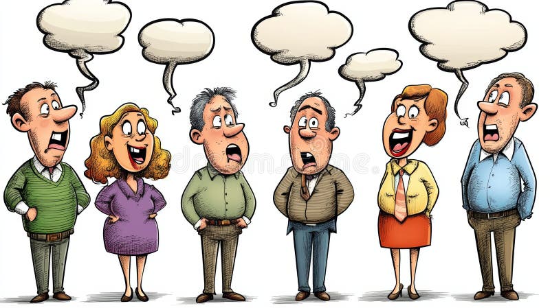 Cartoon People Communicating with Speech Bubbles, a Visual ...