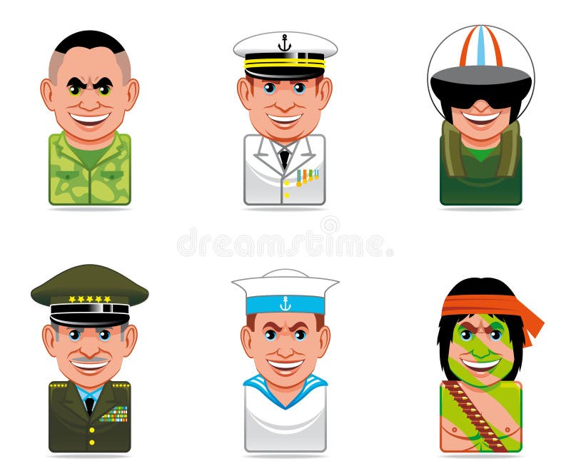 Cartoon People Icons (army) Stock Illustration - Illustration of people ...