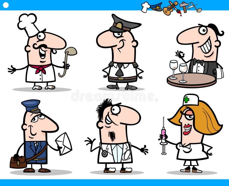 Cartoon People Occupations Characters Set Stock Vector - Illustration ...