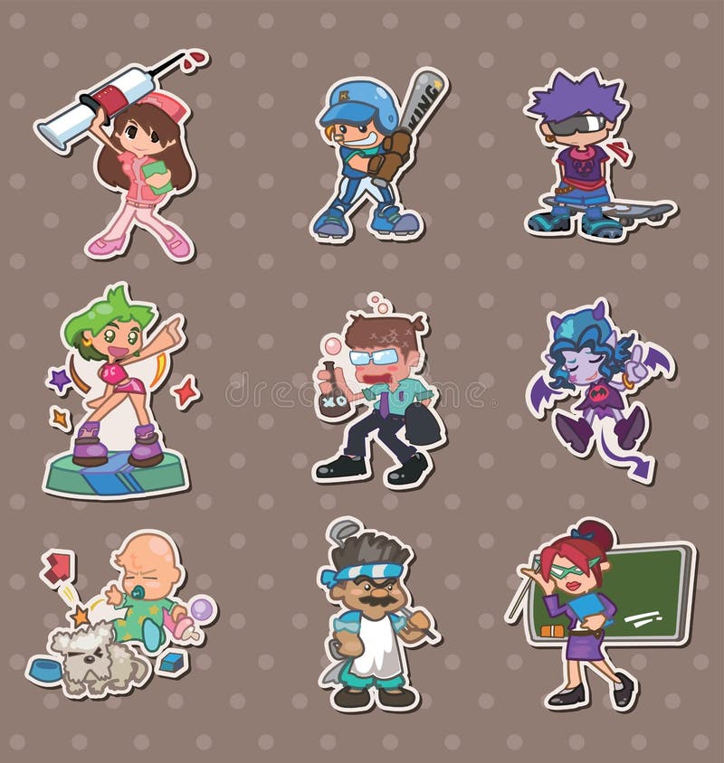 Cartoon people stickers stock vector. Illustration of lady - 24573557