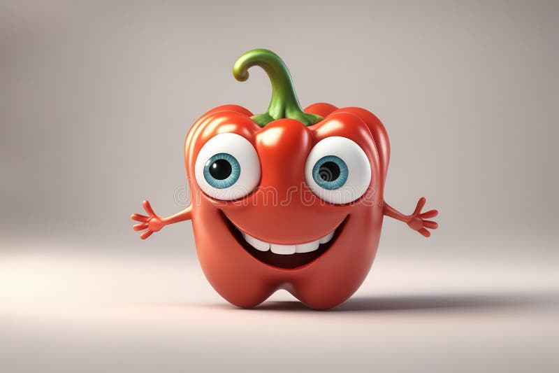 A Cartoon Pepper is Smiling Stock Illustration - Illustration of ...