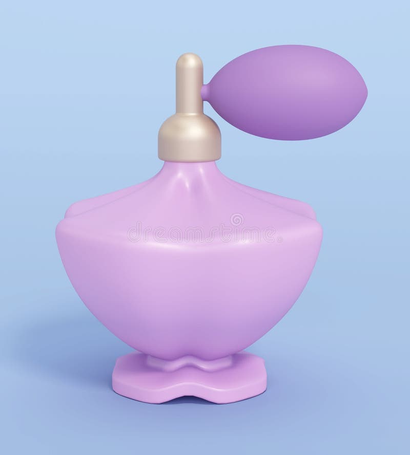 Cartoon Perfume Bottle Isolated on Blue Background. 3D Illustration ...