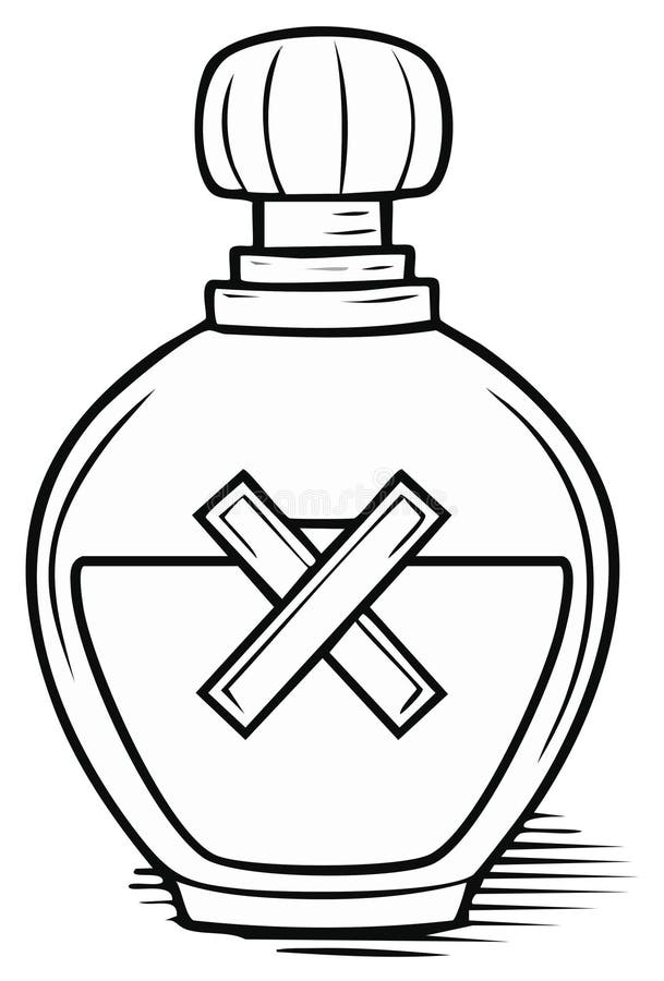 Cartoon Perfume Bottle with an X Mark Inside a Stylized Drawing Stock ...