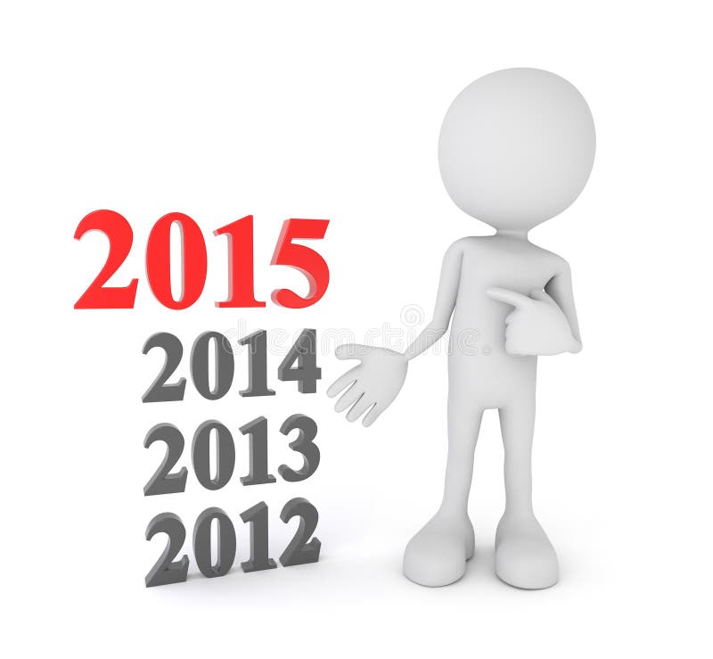 Cartoon Person Points at 2015 Text Stock Illustration - Illustration of ...
