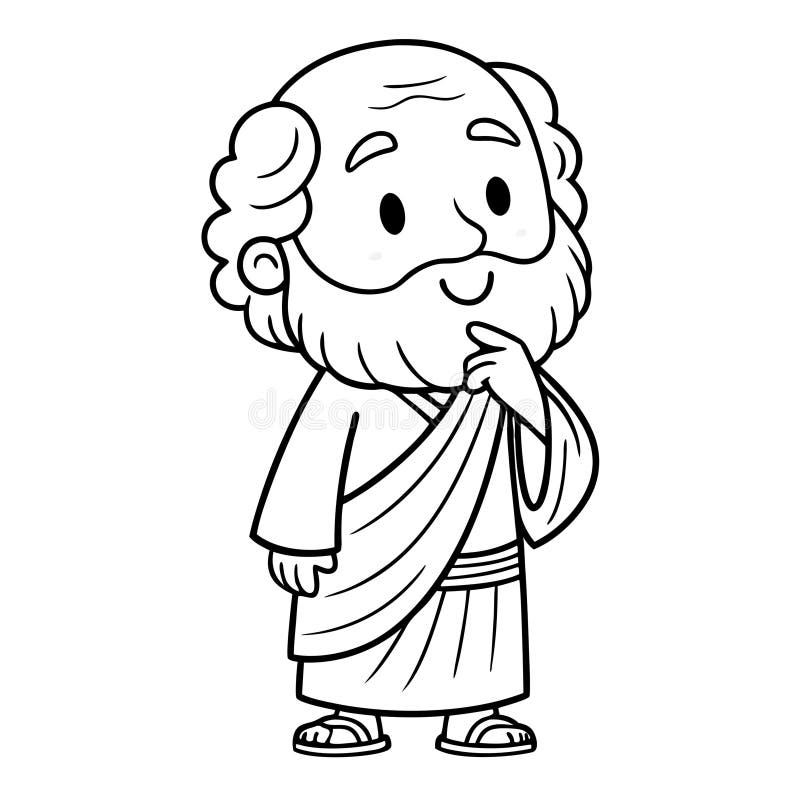 Cartoon Philosopher Character Thinking with Beard and Robe Ideal for ...