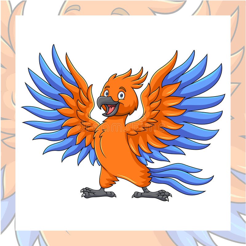 Cartoon Phoenix Warrior Character with Cape and Armor on White ...