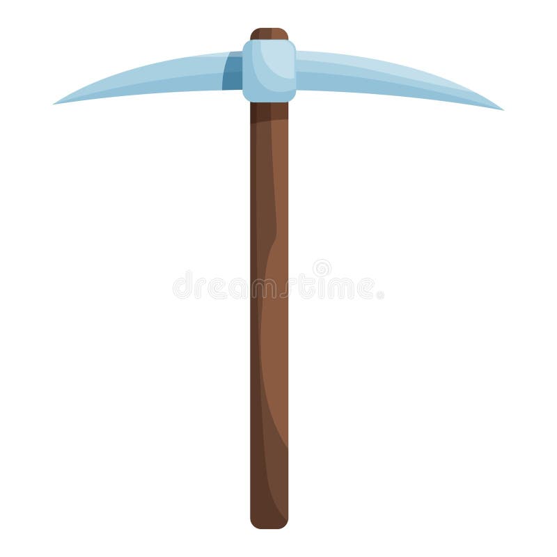 Cartoon Pickaxe Mining Tool with Wooden Handle for Extracting Minerals ...