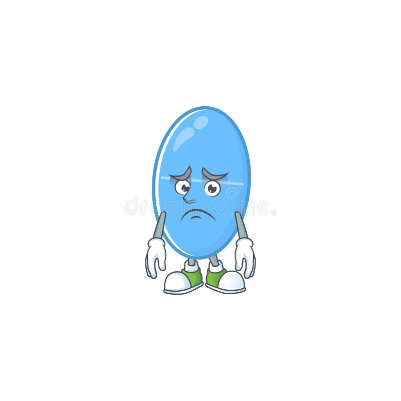 Cartoon Picture of Blue Capsule with Worried Face Stock Vector ...