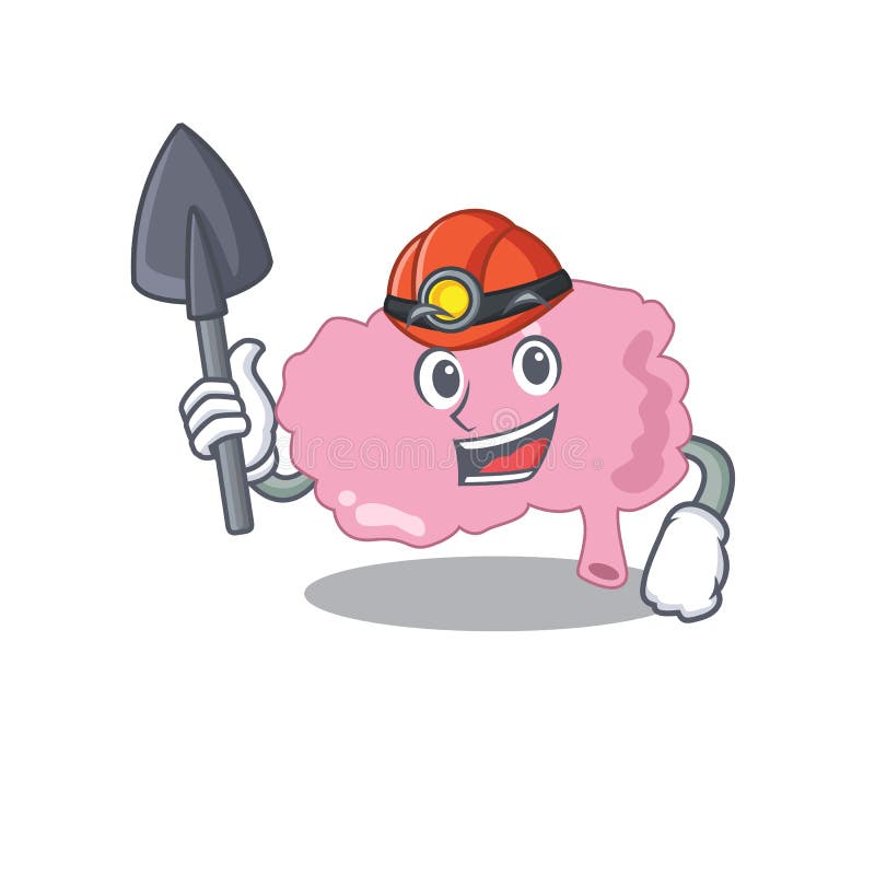 A Cartoon Picture of Brain Miner with Tool and Helmet Stock Vector ...