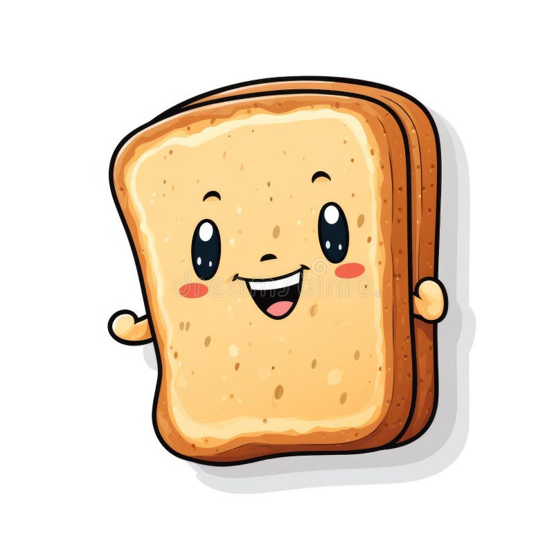 A Cartoon Piece of Bread with a Happy Face. Stock Illustration ...