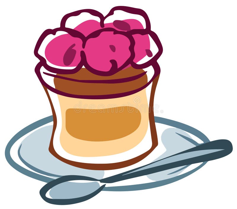 Cartoon Piece of Chocolate Cake with Raspberries. Chocolate Cake on a ...