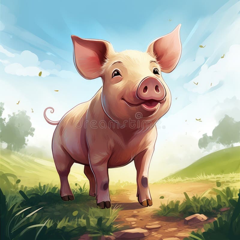 A cartoon of a pig. stock illustration. Illustration of isolated ...
