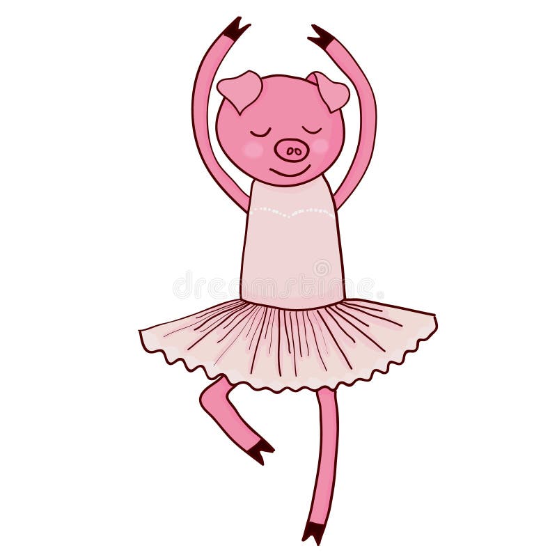 Cartoon pig ballet dancer stock vector. Illustration of pink - 115299575