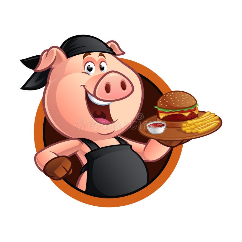 Cartoon pig chef stock vector. Illustration of restaurant - 98385561