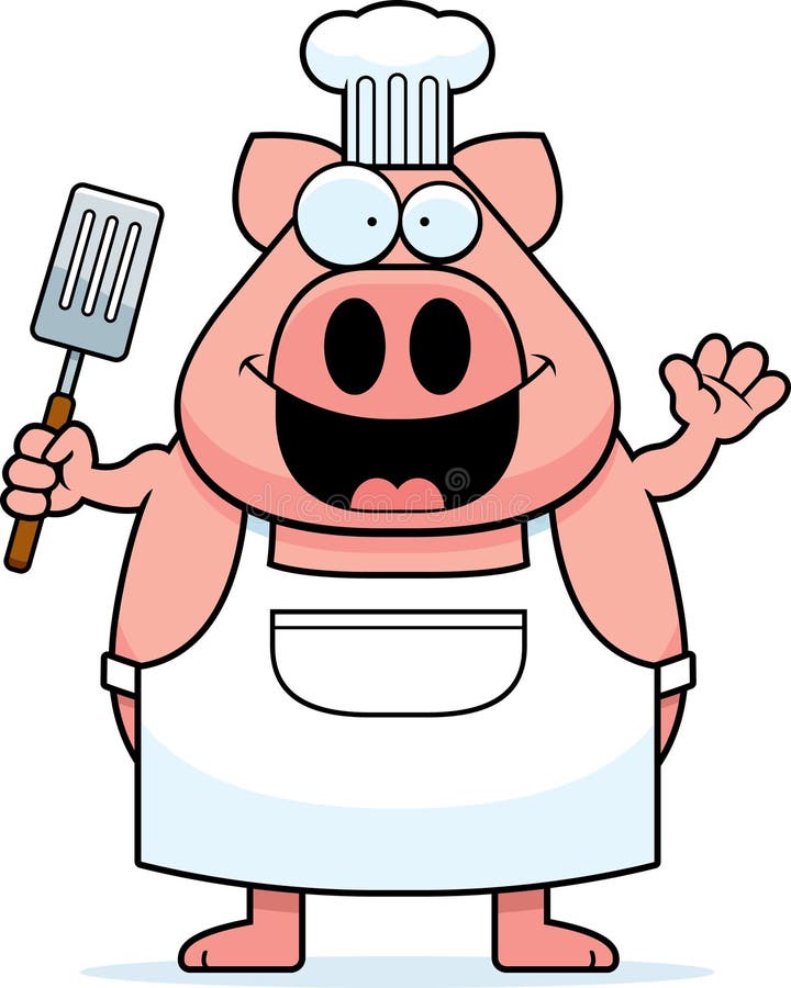 Cartoon Pig Chef Waving stock vector. Illustration of smiling - 115759721