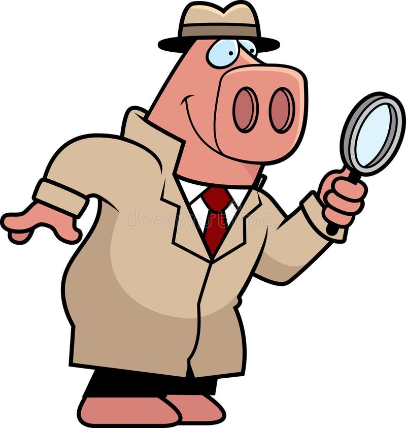 Cartoon Pig Detective stock vector. Illustration of trench - 47053946