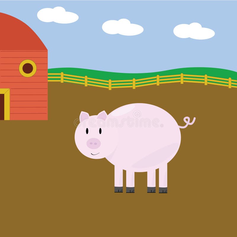 Cartoon pig on farm stock vector. Illustration of domesticated - 6130851