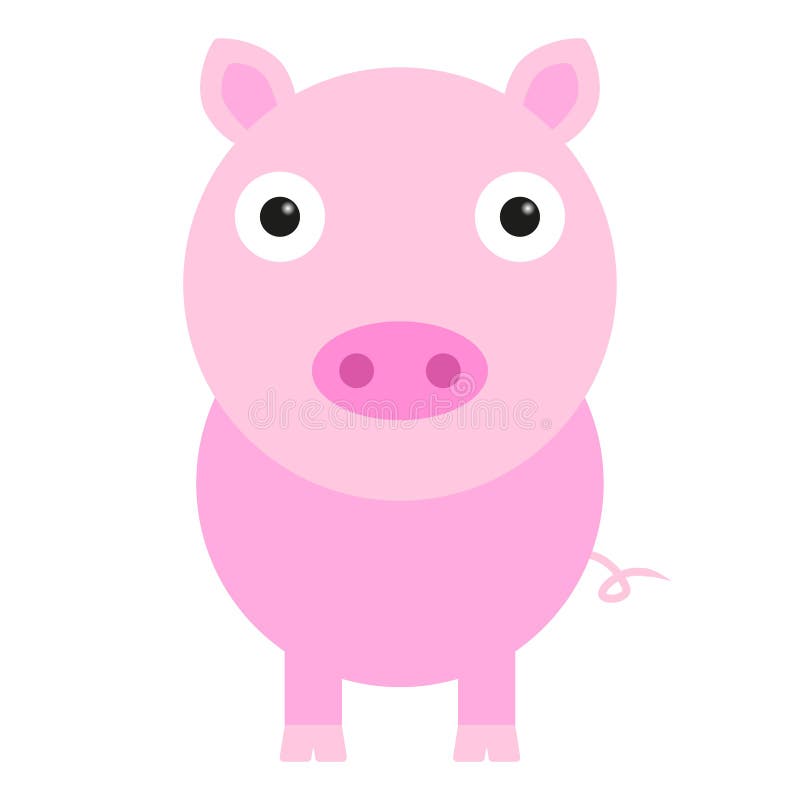 Fun Cartoon Pig. Flat Design Stock Illustration - Illustration of ...