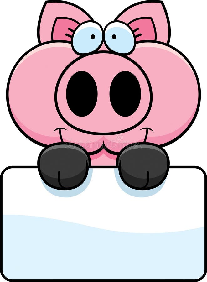Cartoon Pig Sign stock vector. Illustration of clipart - 47053719