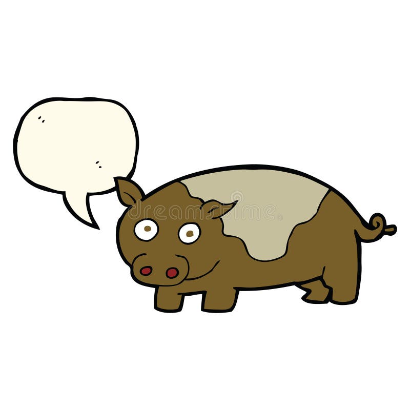 Cartoon Pig with Speech Bubble Stock Illustration - Illustration of ...