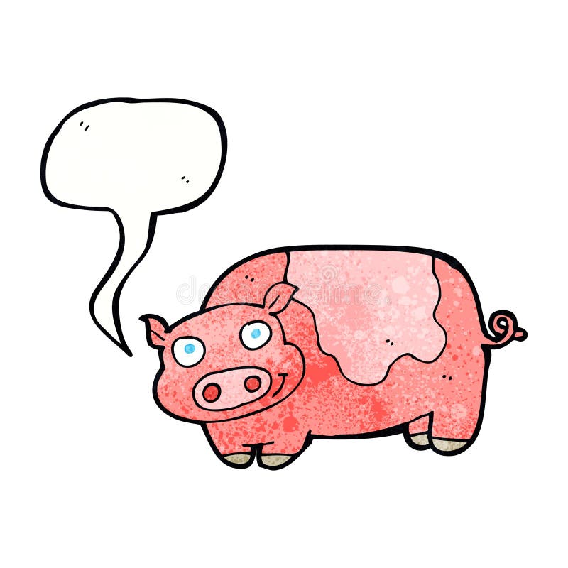 Cartoon Pig with Speech Bubble Stock Illustration - Illustration of ...