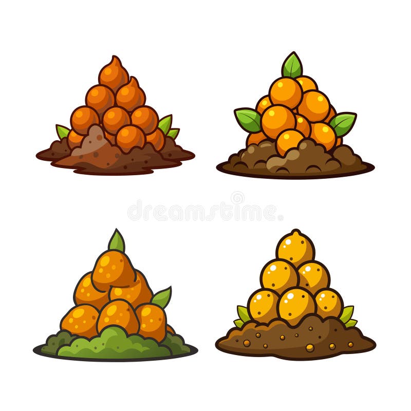 Cartoon Pile of Fritters Illustration with Leafs Stock Vector ...