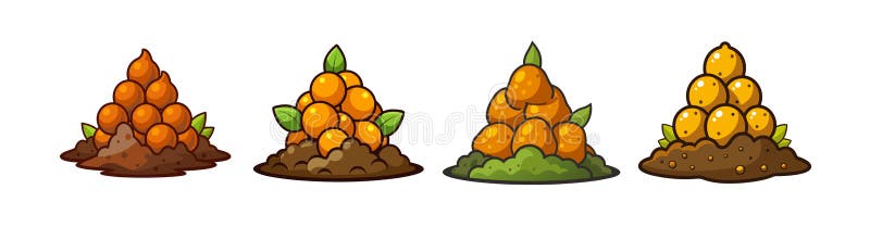 Cartoon Pile of Fritters Illustration with Leafs Stock Vector ...