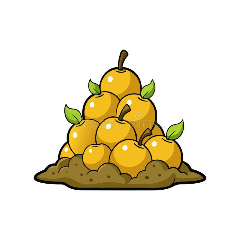 Cartoon Pile of Golden Apples on Mud Stock Illustration - Illustration ...
