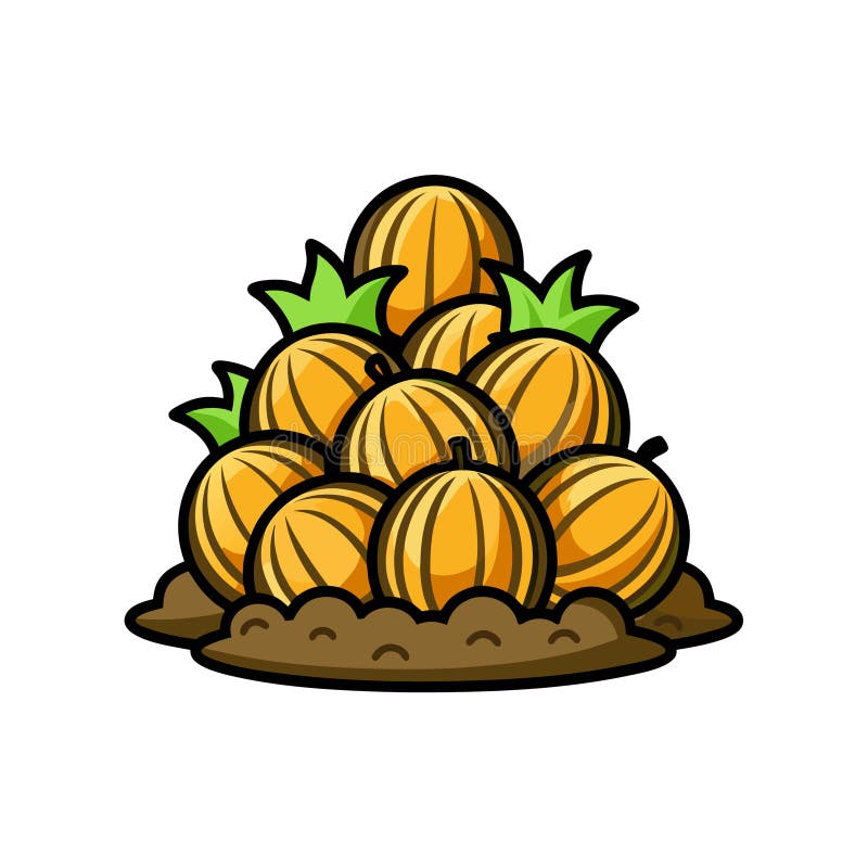 Cartoon Pile of Melons in Ground, Isolated Image Stock Image ...