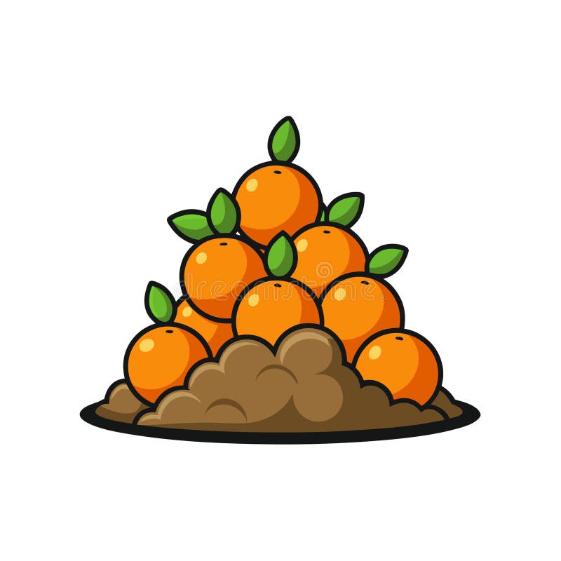 Cartoon Pile of Ripe Oranges on a Mound Stock Illustration ...