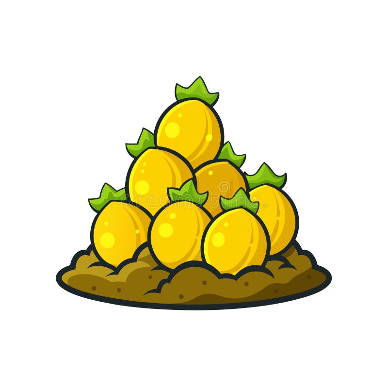 Cartoon Pile of Yellow Fruit in Dirt Illustration Stock Illustration ...