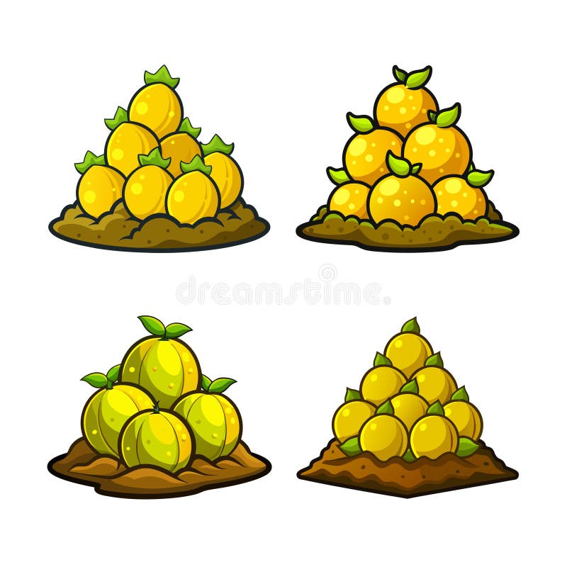 Cartoon Pile of Yellow Fruit in Dirt Illustration Stock Vector ...