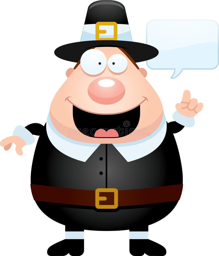 Cartoon Pilgrim Talking stock vector. Illustration of bubble - 51126597