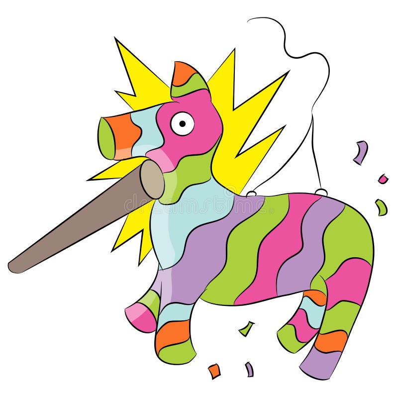 Cartoon Pinata Hit with Stick Stock Vector - Illustration of hanging ...