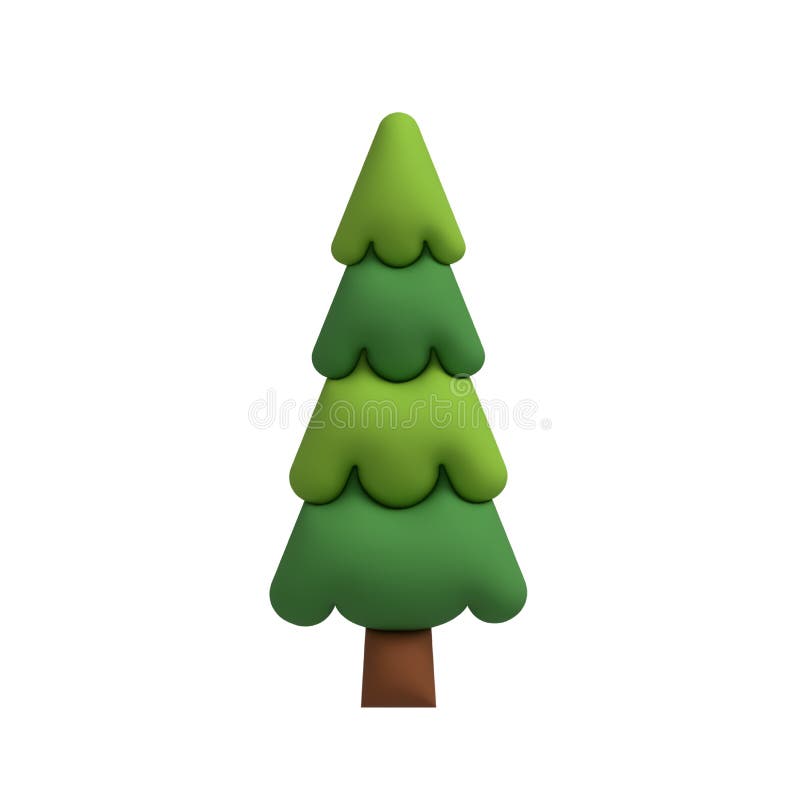 Cartoon Pine Tree.Plants Element Collection. Pine or Christmas Tree Stock Illustration ...