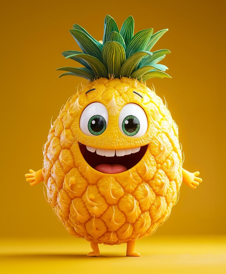 A Cartoon Pineapple with a Big Smile on Its Face Stock Illustration ...