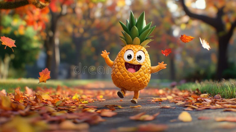 Autumn Run with a Pineapple Stock Photo - Image of generated, autumn ...