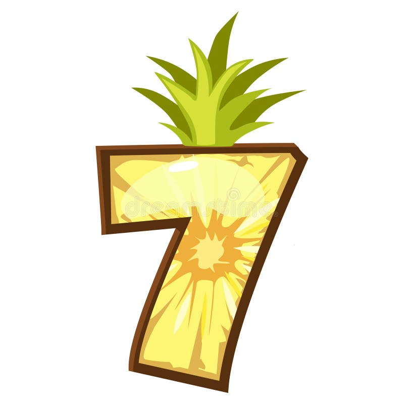 Cute Pineapple Number 7, Vector Digit Seven Stock Vector - Illustration ...