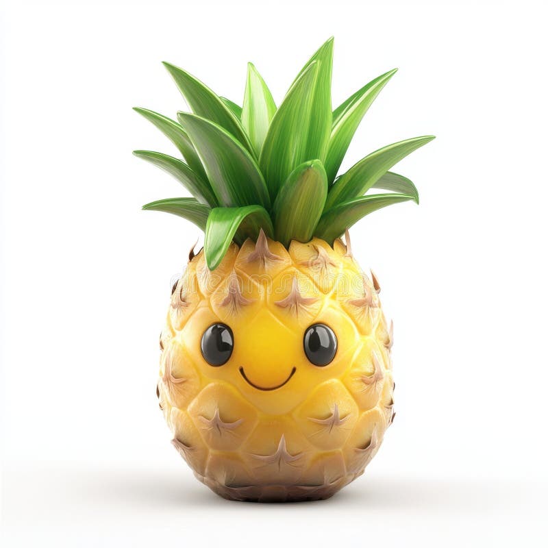 A Cartoon Pineapple with a Smiling Face Stock Illustration ...