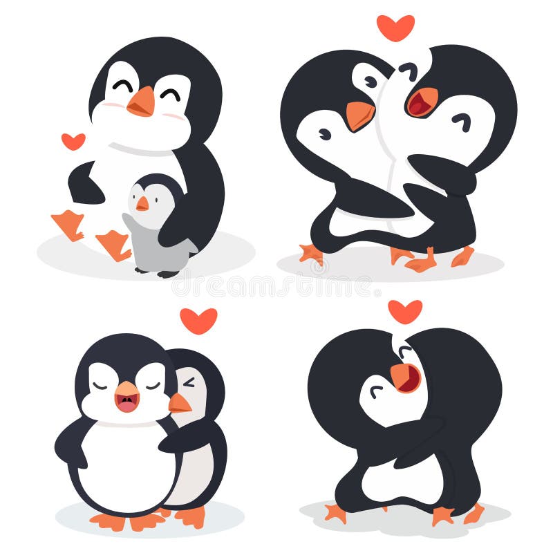 Cartoon pinguïn met hart vector illustratie. Illustration of leuk ...