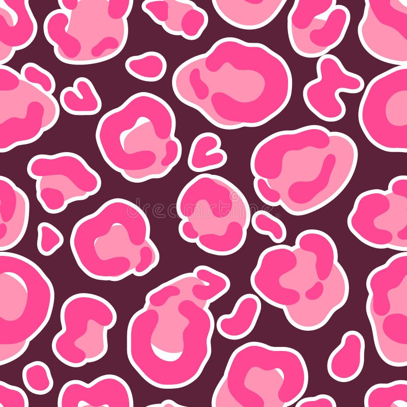 Cartoon Pink Animal Print, Vector Seamless Pattern in the Style of ...