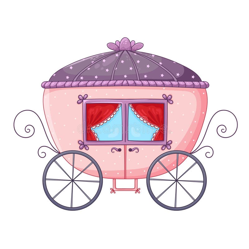 Cartoon Pink Carriage on White Background Stock Illustration ...