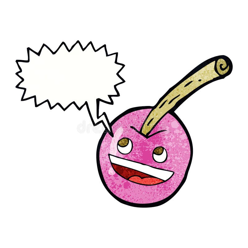 Cartoon Pink Cherry Symbol with Speech Bubble Stock Illustration ...
