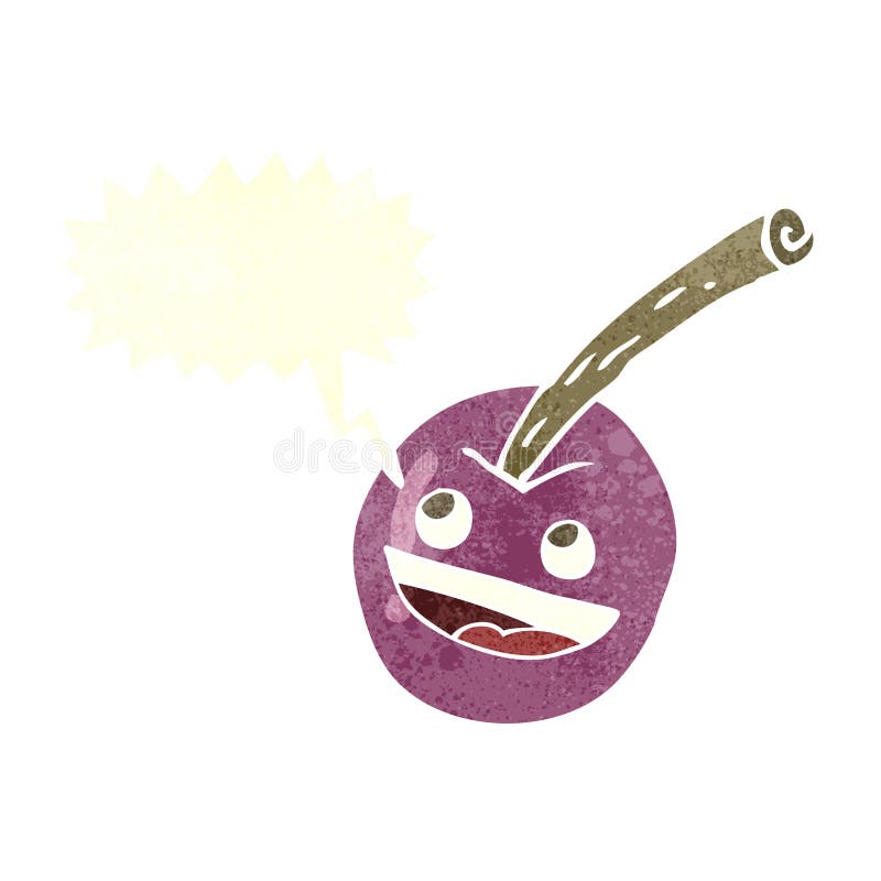 Cartoon Pink Cherry Symbol with Speech Bubble Stock Illustration ...
