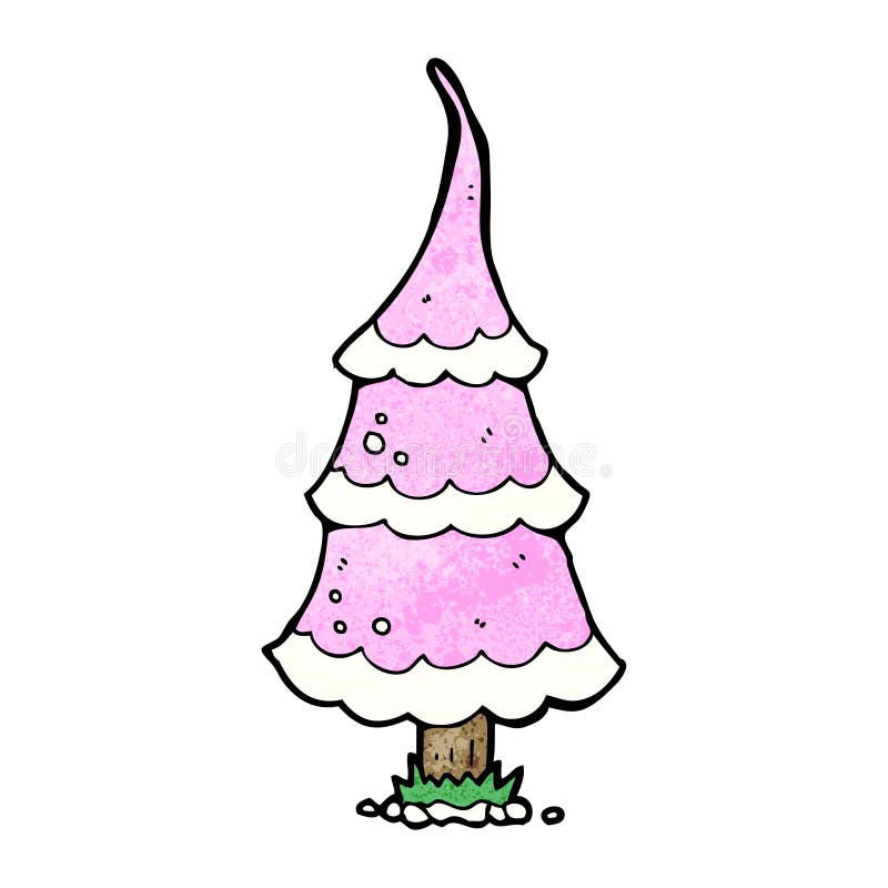 Pink Christmas Tree Cartoon Stock Vector - Illustration of christmas ...