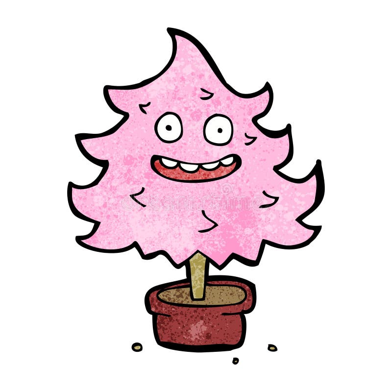 Cartoon Pink Christmas Tree Stock Illustration - Illustration of hand ...