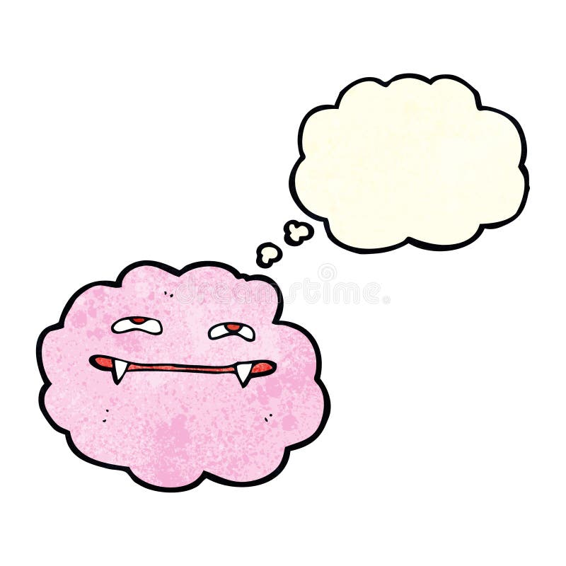 Cartoon Pink Fluffy Vampire Cloud with Thought Bubble Stock ...