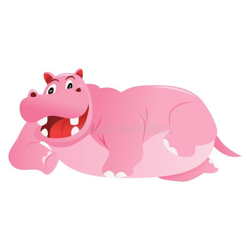 Cartoon Pink Hippo Lying Down Stock Illustration - Illustration of ...