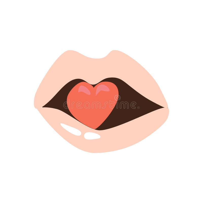 Cartoon Pink Lips with Hearts Candy Isolated Stock Vector ...