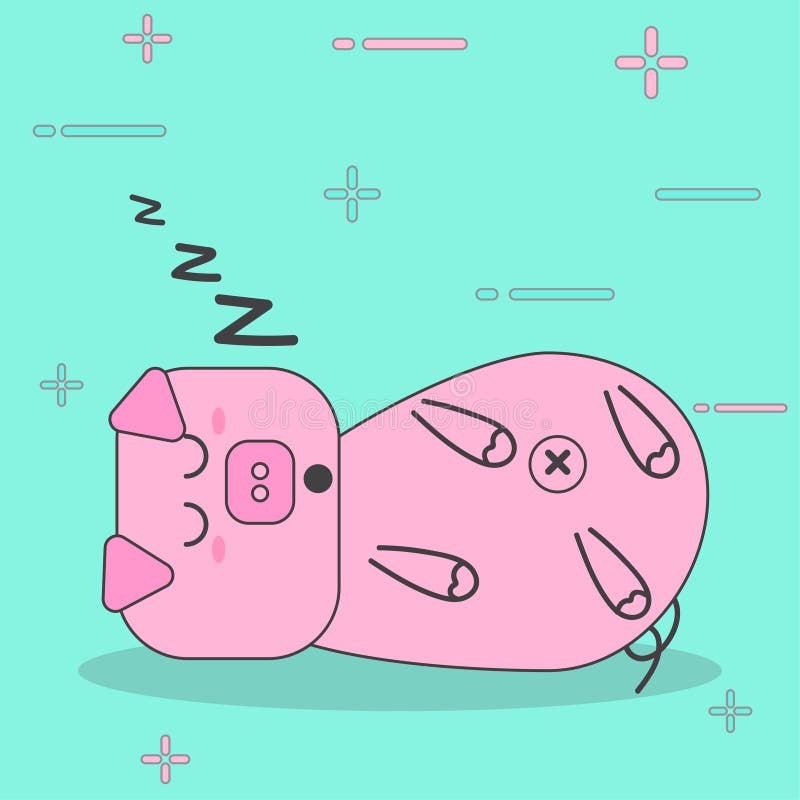 Cartoon Pink Pigs Sleep Character Cute Stock Vector - Illustration of ...